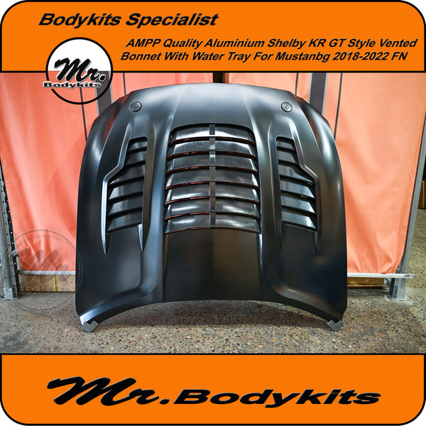 Shelby KR GT Style Vented Aluminium Bonnet Suit Ford Mustang FN 2018-2 ...