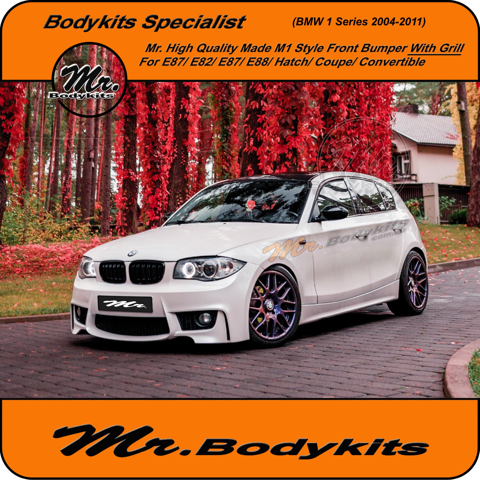 BMW 1 Series E81/ E82/ E87/ E88 1M Style Front Bumper With Grille, 200 - Mr Bodykits
