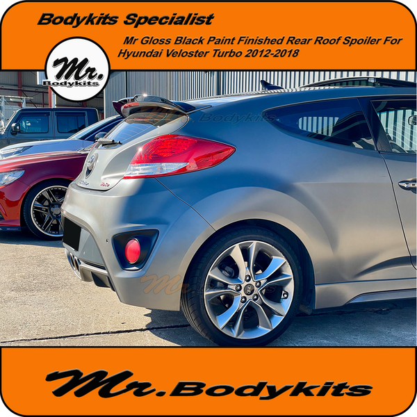 Hyundai Veloster Turbo Roof Spoiler Wing 2012-2018, Gloss Black Painte