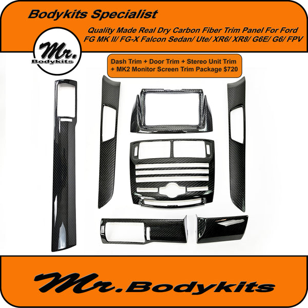 Mr Real Dry Carbon Fiber Dash Trim Cover Panel Suits Ford Falcon FG Mk ...