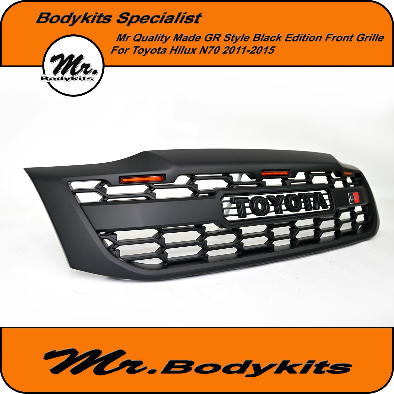 Toyota Hilux 2011-2015 N70 Black Edition GR Style LED Front Grille, Mr ...