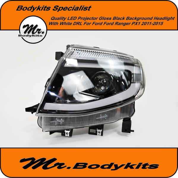 Ford Ranger PX1 2011-2015 Quality LED projector Headlight Gloss Black ...