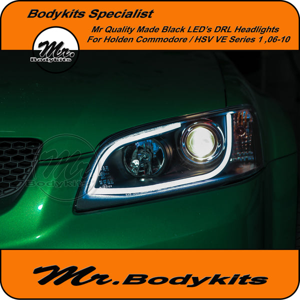 Mr DRL LED's Black Projector Headlights For Holden Commodore/ HSV VE S ...