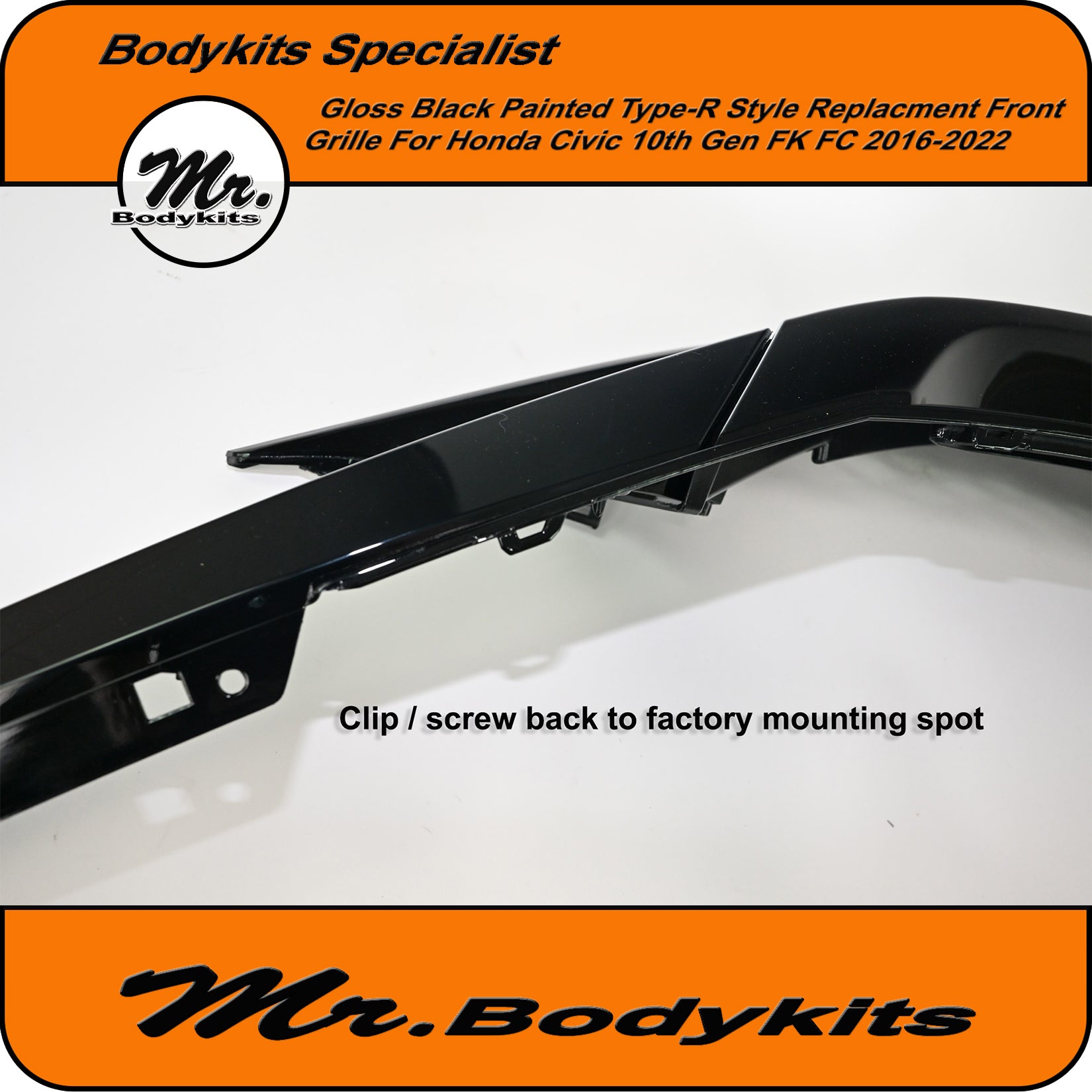 Honda Civic 10th Gen FK/FC 2016-2022 Type-R Style Front Bumper Grille - Mr Bodykits
