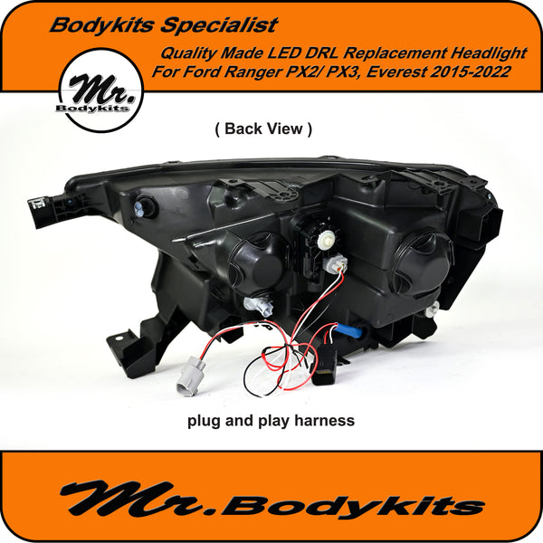 Ford Ranger/Everest 2015-2022 Replacement LED projector Headlight Glos ...