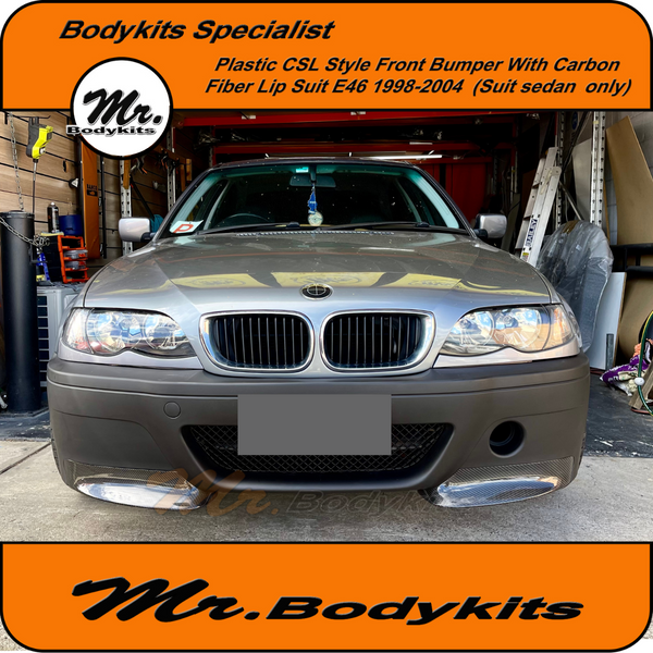 BMW E46 Sedan (non-M3) 98-04 CSL Plastic Front Bumper with Carbon Fibe ...