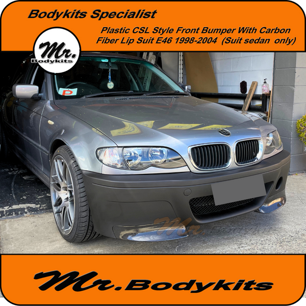 BMW E46 Sedan (non-M3) 98-04 CSL Plastic Front Bumper with Carbon Fibe ...