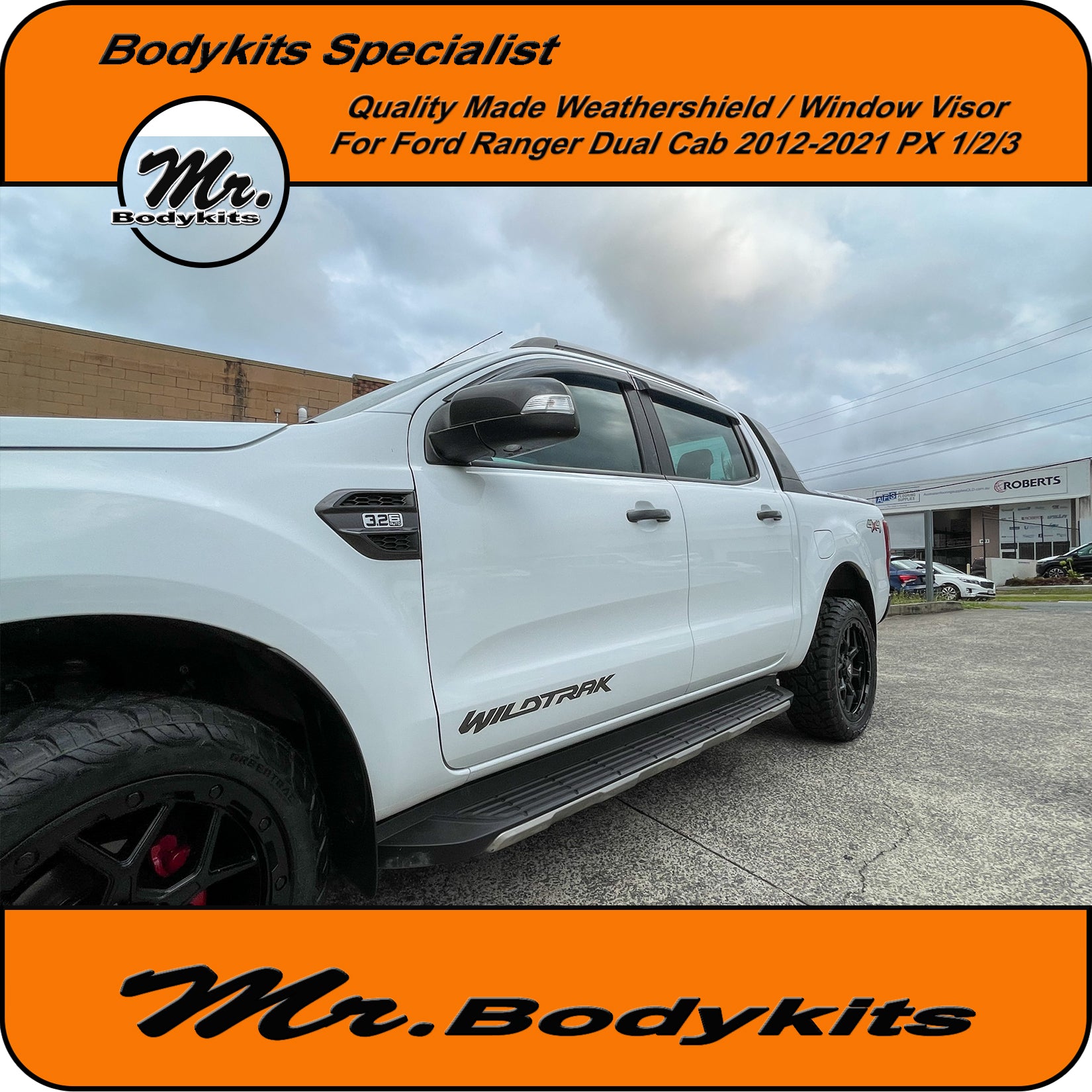 Mr Bodykits Quality Weathershield Window Visor- Ford Ranger Dual-Cab 2