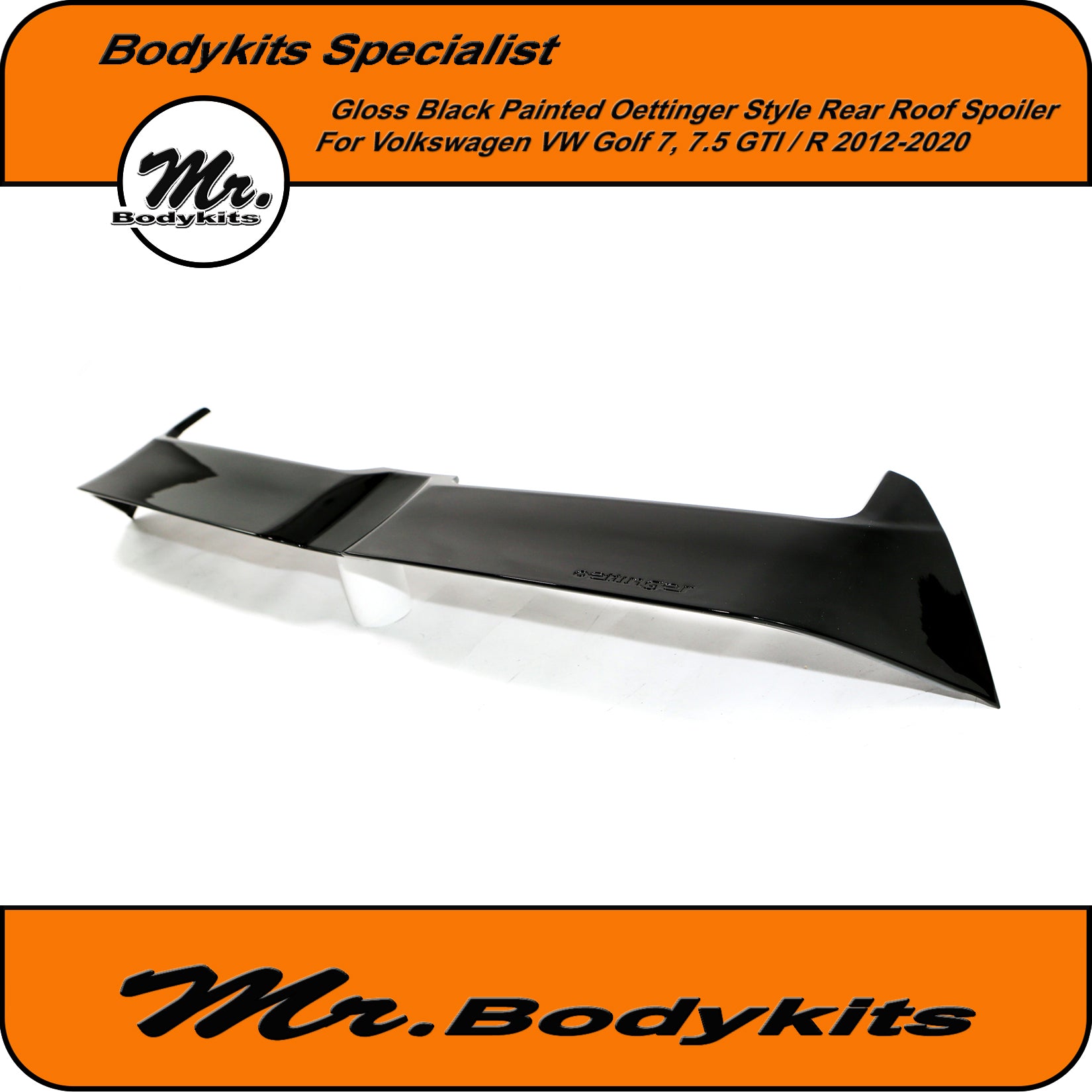 Gloss Black Finished Oettinger Style Rear Roof Spoiler For Volkswagen ...