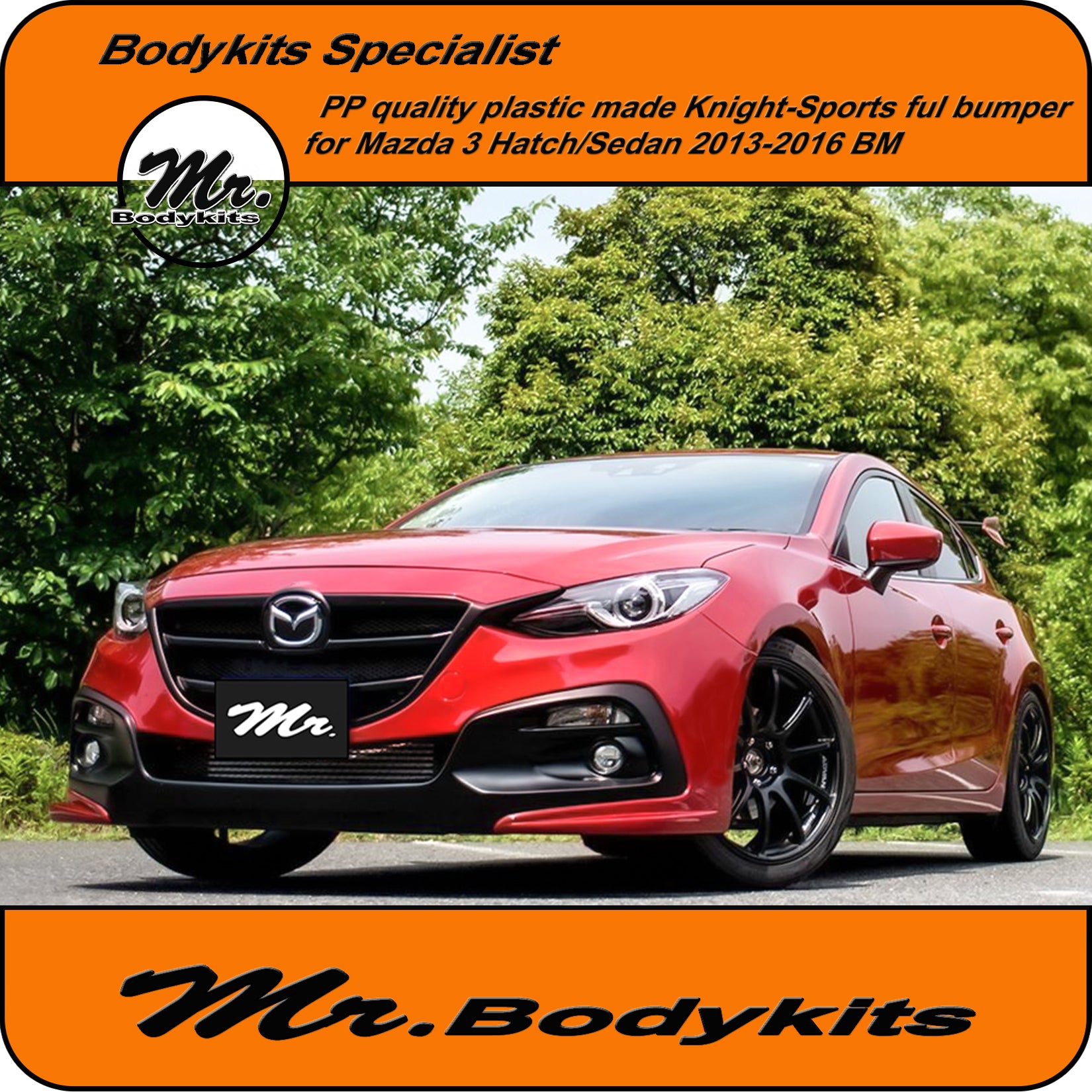 Plastic Knight-Sports Complete Front Bumper For Mazda 3 2013-2016 Seda ...