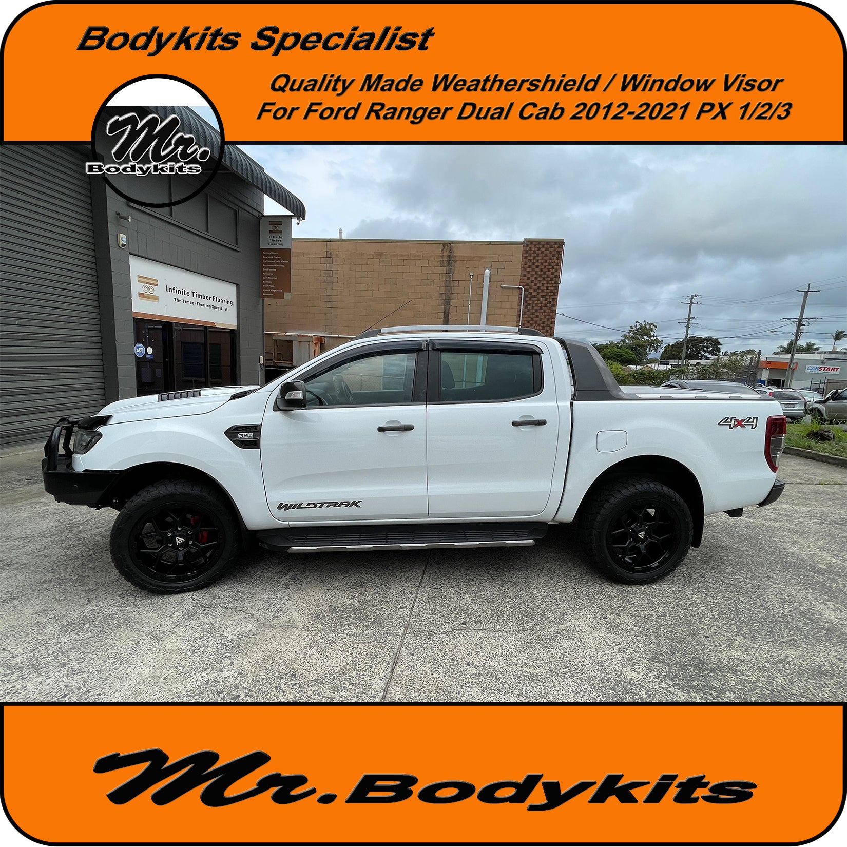 Mr Bodykits Quality Weathershield Window Visor- Ford Ranger Dual-Cab 2