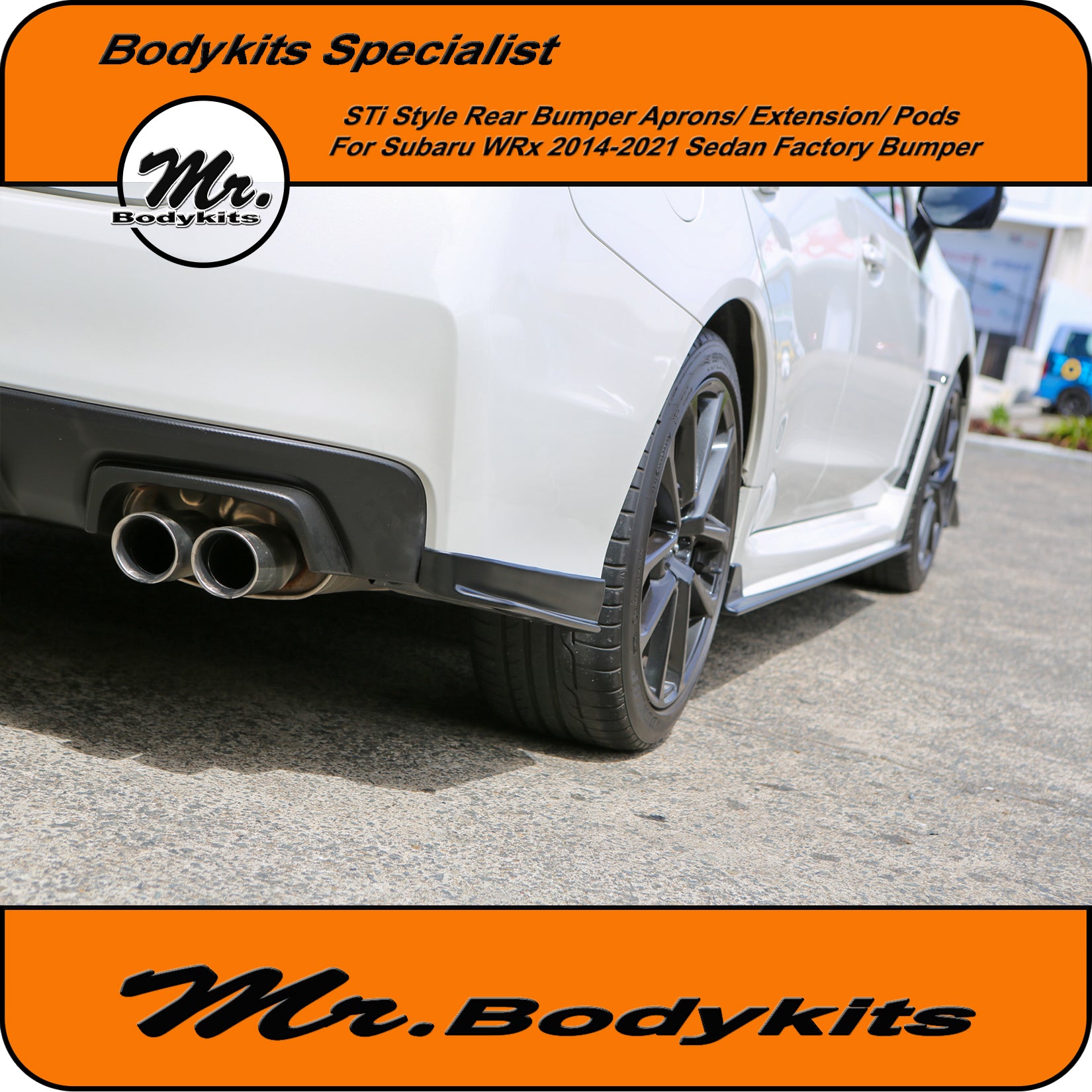 Subaru WRX VA STi Style Rear Bumper Aprons/ Extension/ Pods Lip For 20 ...
